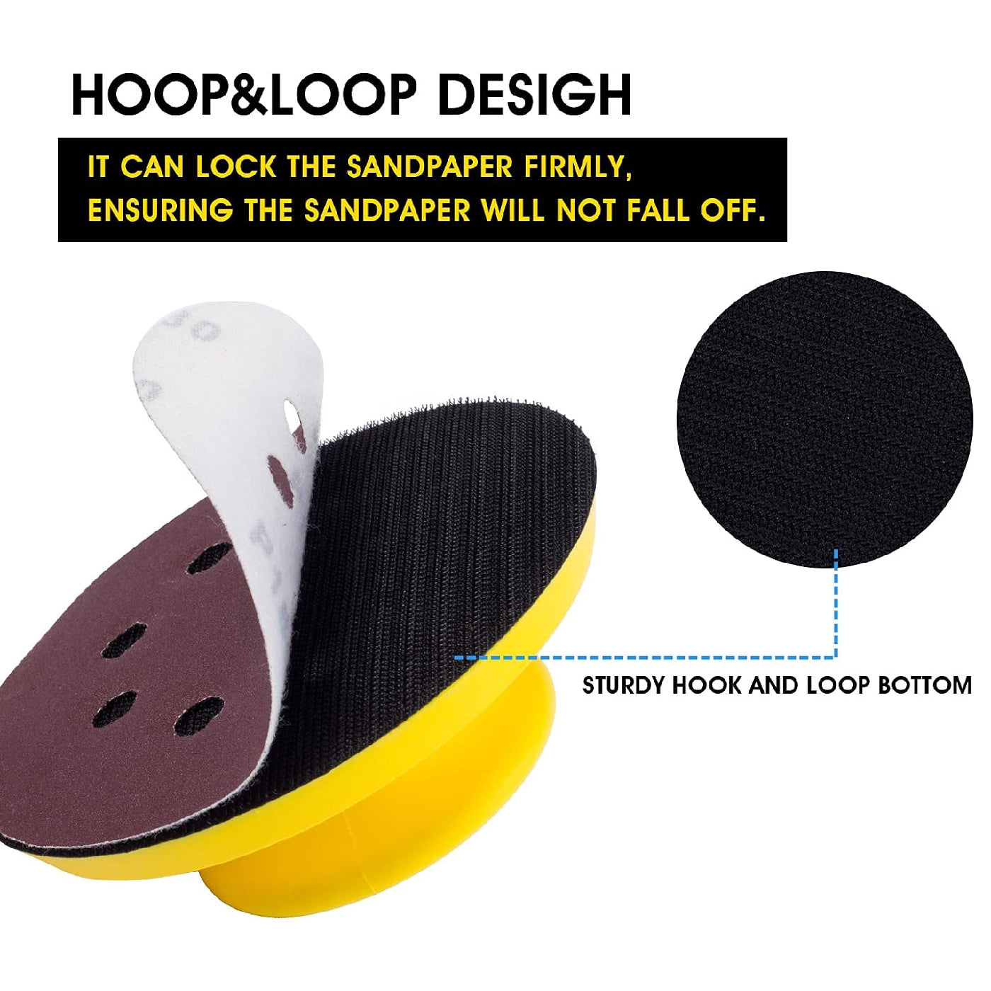 S SATC Sanding Blocks 5 Inch Hook and Loop Sanding Block 2 PCS Round a