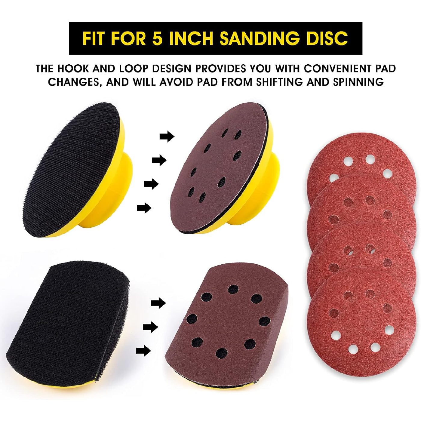 S SATC Sanding Blocks 5 Inch Hook and Loop Sanding Block 2 PCS Round a
