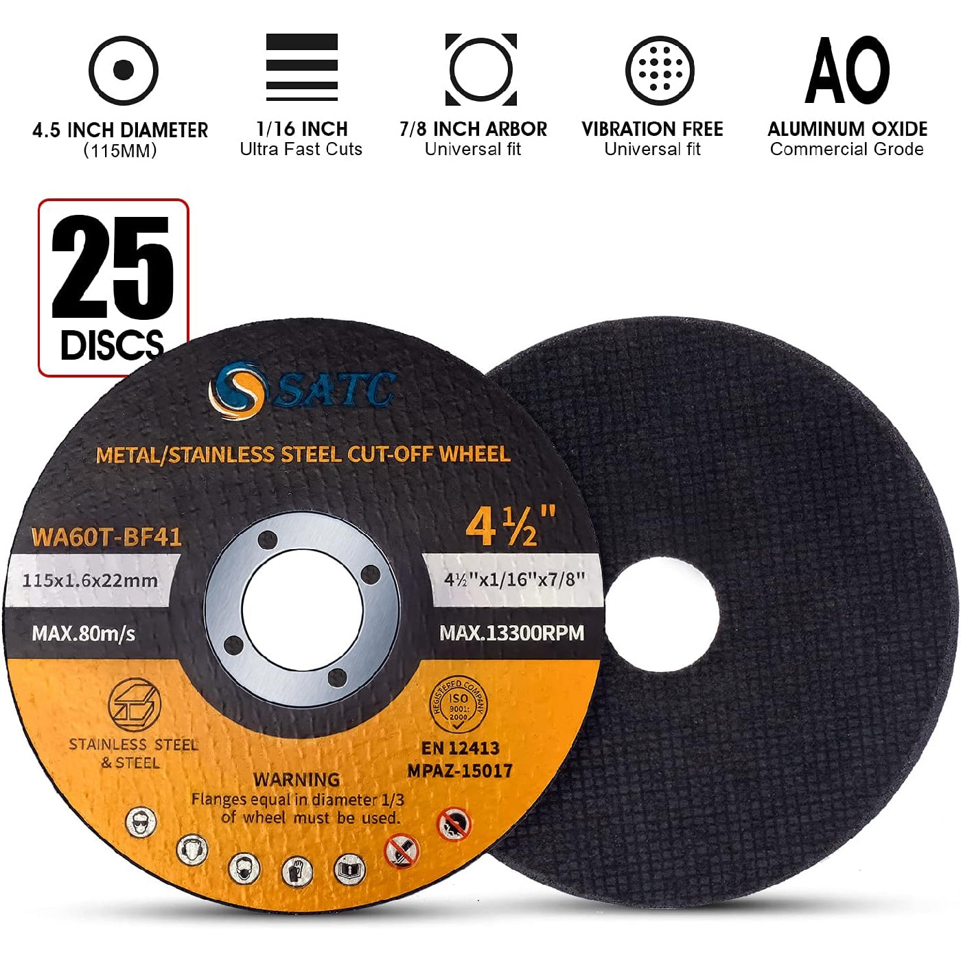 S SATC 25 PCS Cut Off Wheels 4.5 Inch Angle Grinder Cutting Wheel 4 .5